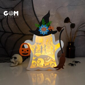 Set 3 Ghost Shadow Box - Halloween Paper Cutting Template - Lantern ...