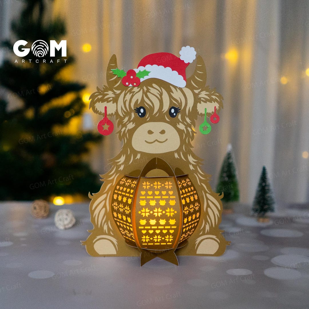 Christmas Cow Lantern Template - Cow Lantern SVG - DIY Lanterns ...