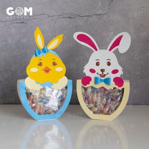 Pack 2 Easter Candy Box SVG - Easter Eggs Paper Cut Template - Box ...