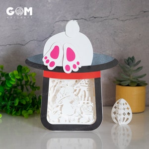 Pack 3 Rabbit Hat Shadow Box SVG for Cricut Projects - Easter Eggs ...