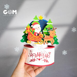 Set 3 Christmas Pop-up Card 3D, Santa Claus Pop-up Card SVG, Snowman ...