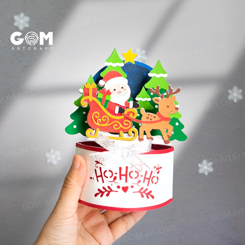 Set 3 Christmas Pop-up Card 3D, Santa Claus Pop-up Card SVG, Snowman ...