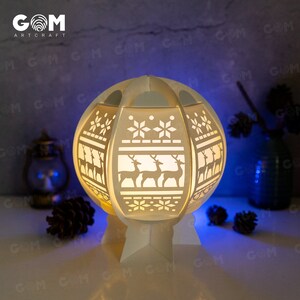 Snowball Lantern SVG Deer Motif Lantern Template Merry Christmas DIY ...