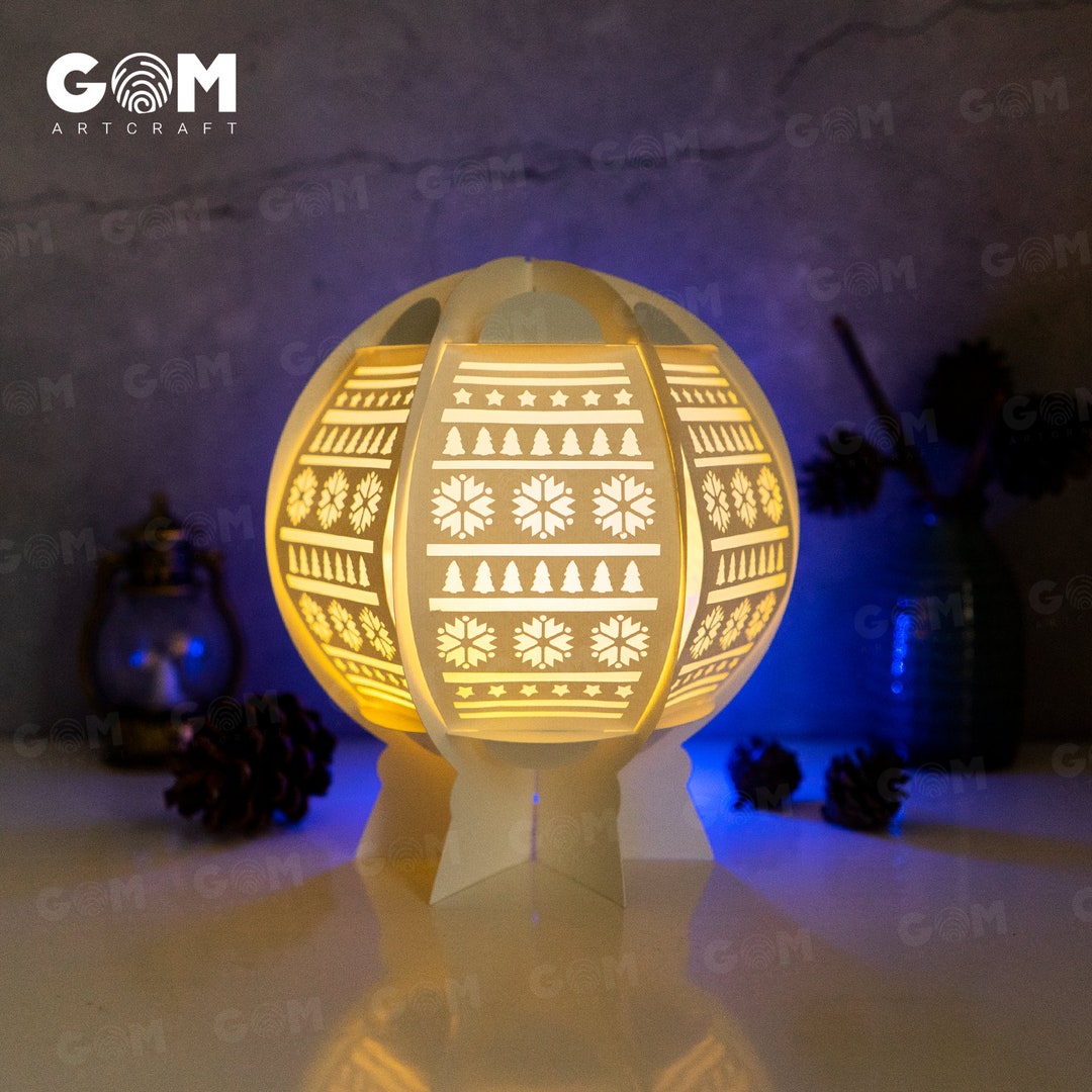 Snowball Lantern SVG Snowflakes Motif Lantern Template Merry Christmas ...