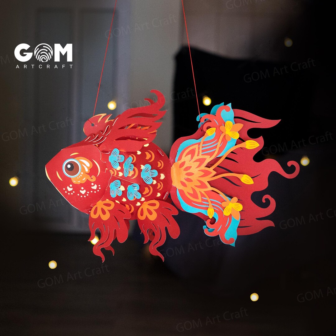 Fish Lantern SVG, Goldfish Lantern Paper Cut, DIY Fish Paper Lanterns ...
