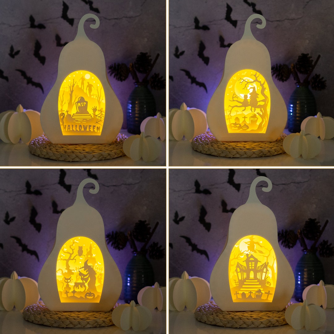 Combo 4 Items Pumpkin Shadow Box SVG Halloween Shadow Box DIY Paper ...