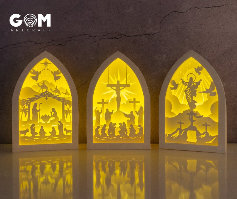 Combo 3 Jesus Domed Shadow Box SVG Paper Cut Template - Etsy