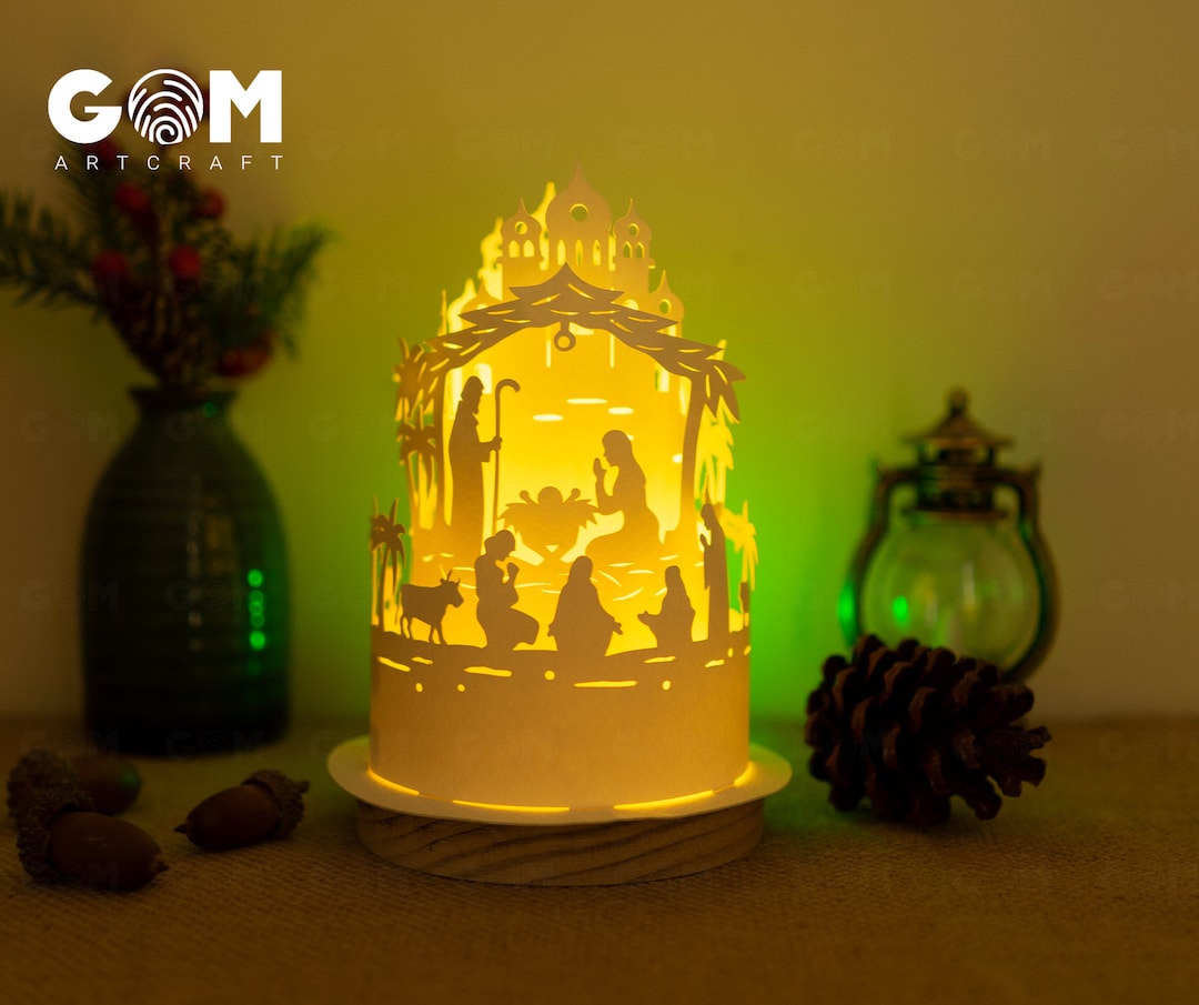 Paper Lantern Nativity of Jesus - Paper Cutting Template - Lantern SVG ...