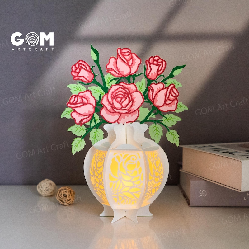 Light up Flower in Vase - Etsy