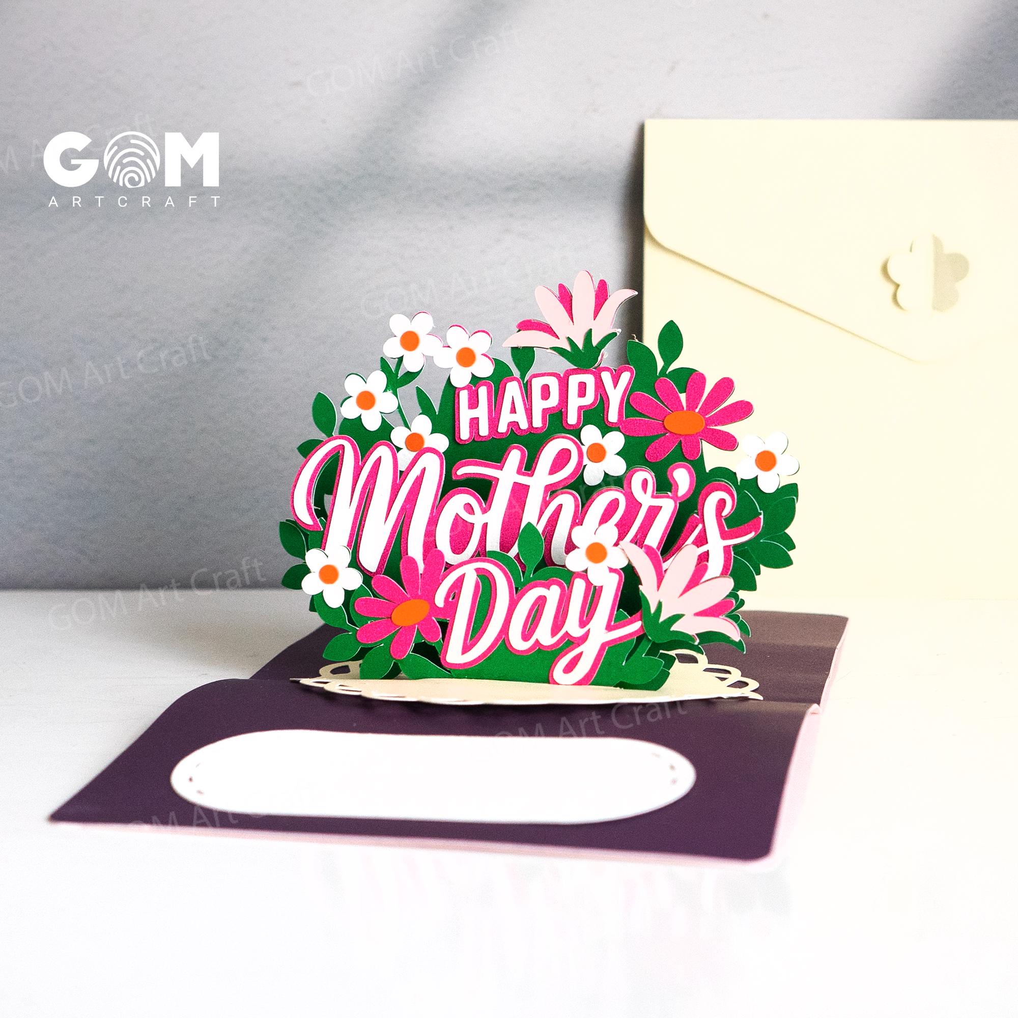 Mother's Day Pop-up Card Template, Flower Card 3D, DIY Mom Gift ...