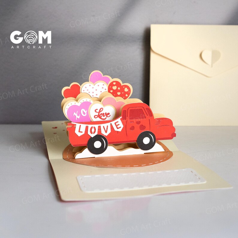 Set 3 Valentine's Pop-up Card Template, Gnomes Love Pop-up Card, Cat ...