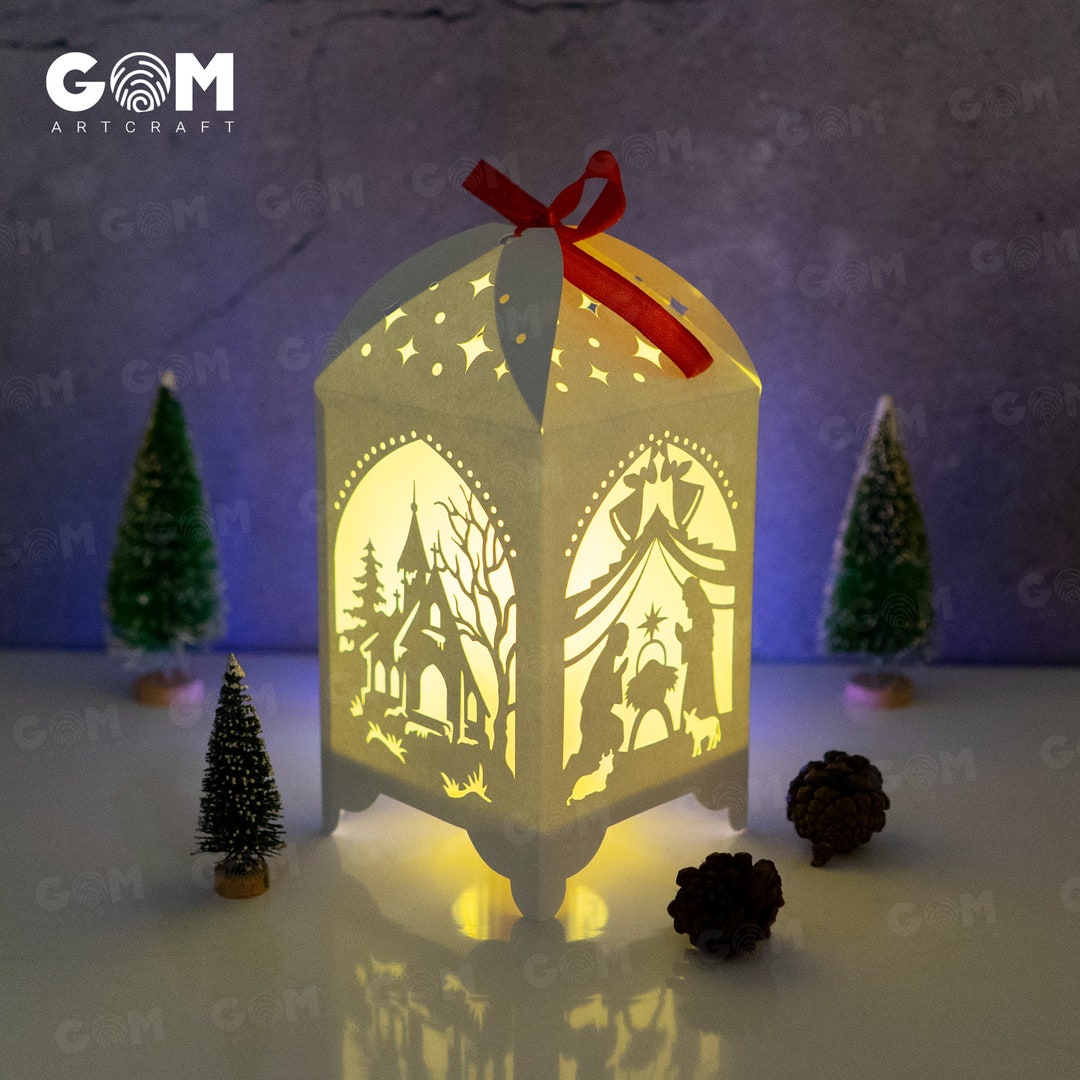Nativity of Jesus Lantern Template - Merry Christmas Paper Template SVG ...
