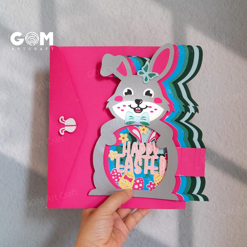 Bunny Easter Pop-up Card Template, 3D Paper Craft SVG (digital Download ...