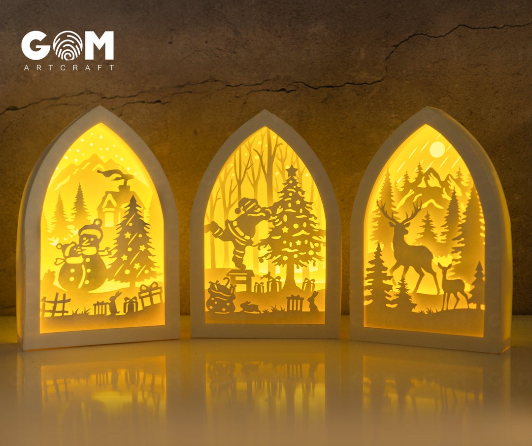 Combo 3 Items Merry Christmas Dome Shadow Box - Merry Christmas - Paper ...