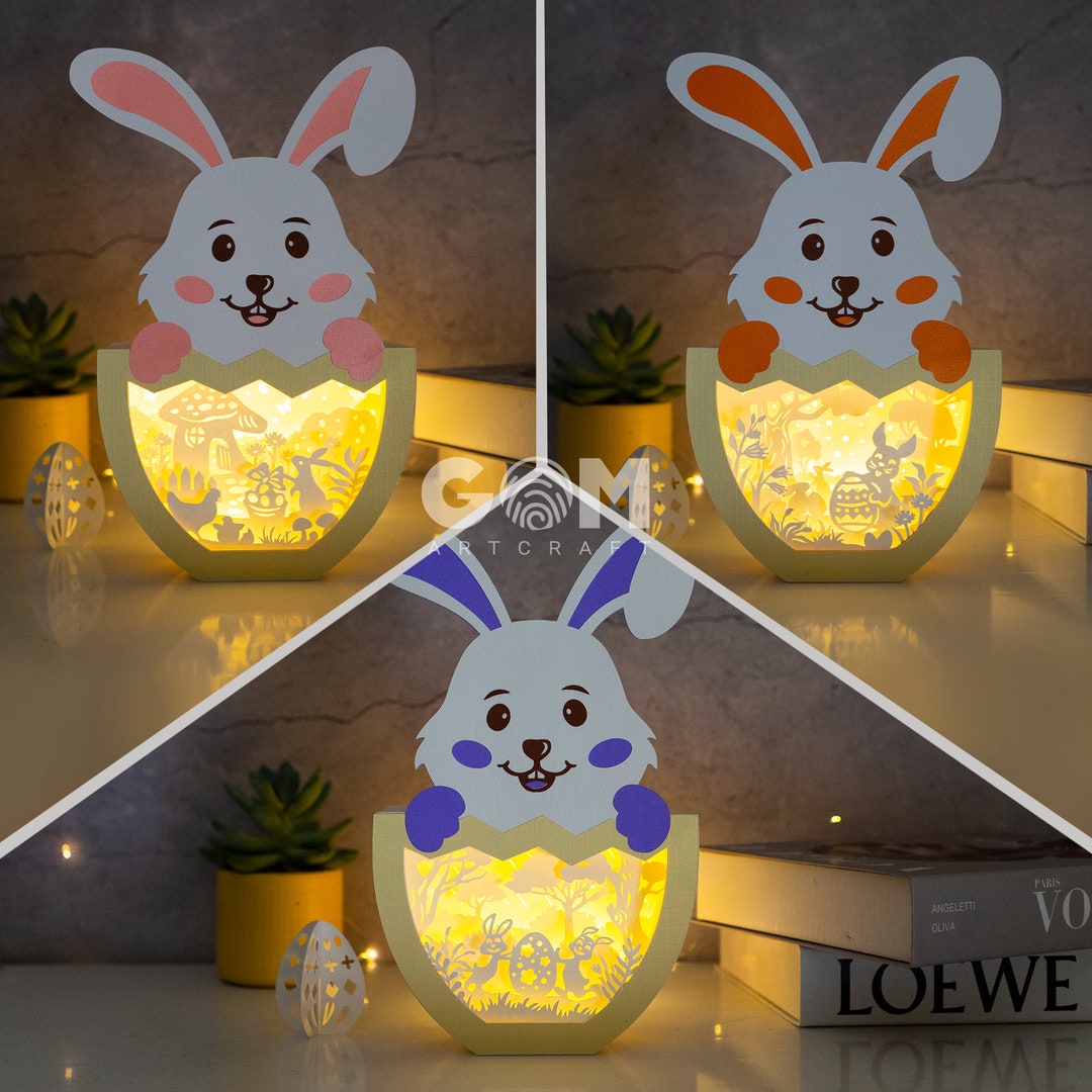 Pack 3 Easter Eggs Shadow Box - Bunny Lanterns - DIY Paper Easter ...