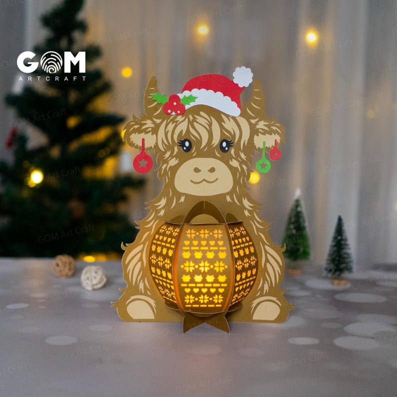Christmas Cow Lantern Template - Cow Lantern SVG - DIY Lanterns ...