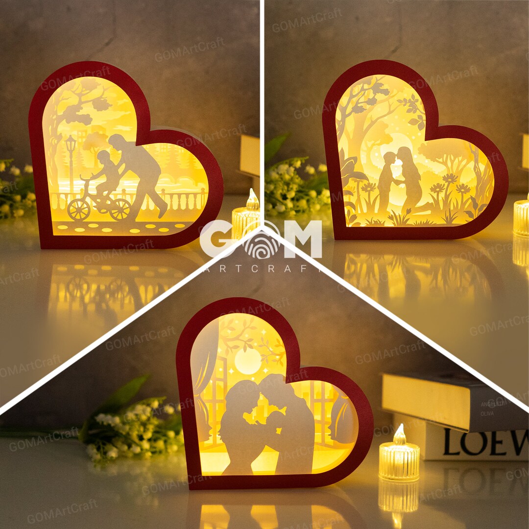 Pack 3 Heart Lanterns Family Day PDF, SVG for Cricut Projects DIY ...