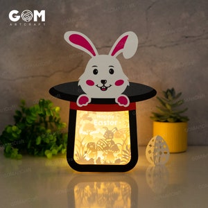 Pack 3 Rabbit Hat Shadow Box SVG for Cricut Projects - Easter Eggs ...