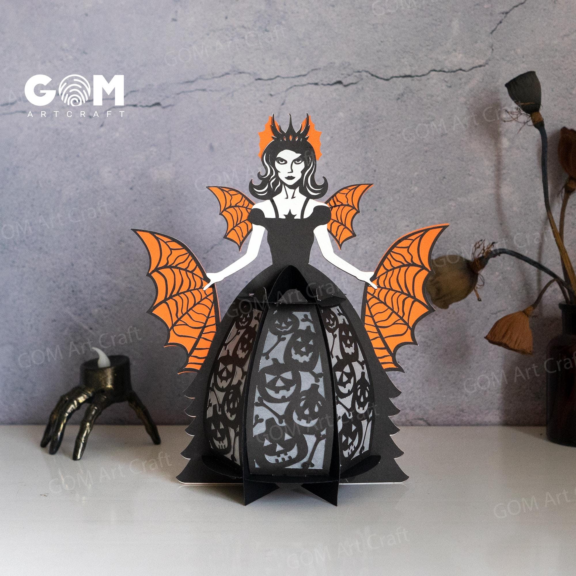 Witch Lantern Template SVG, 3D Halloween Papercut Light Box (pdf, Png ...