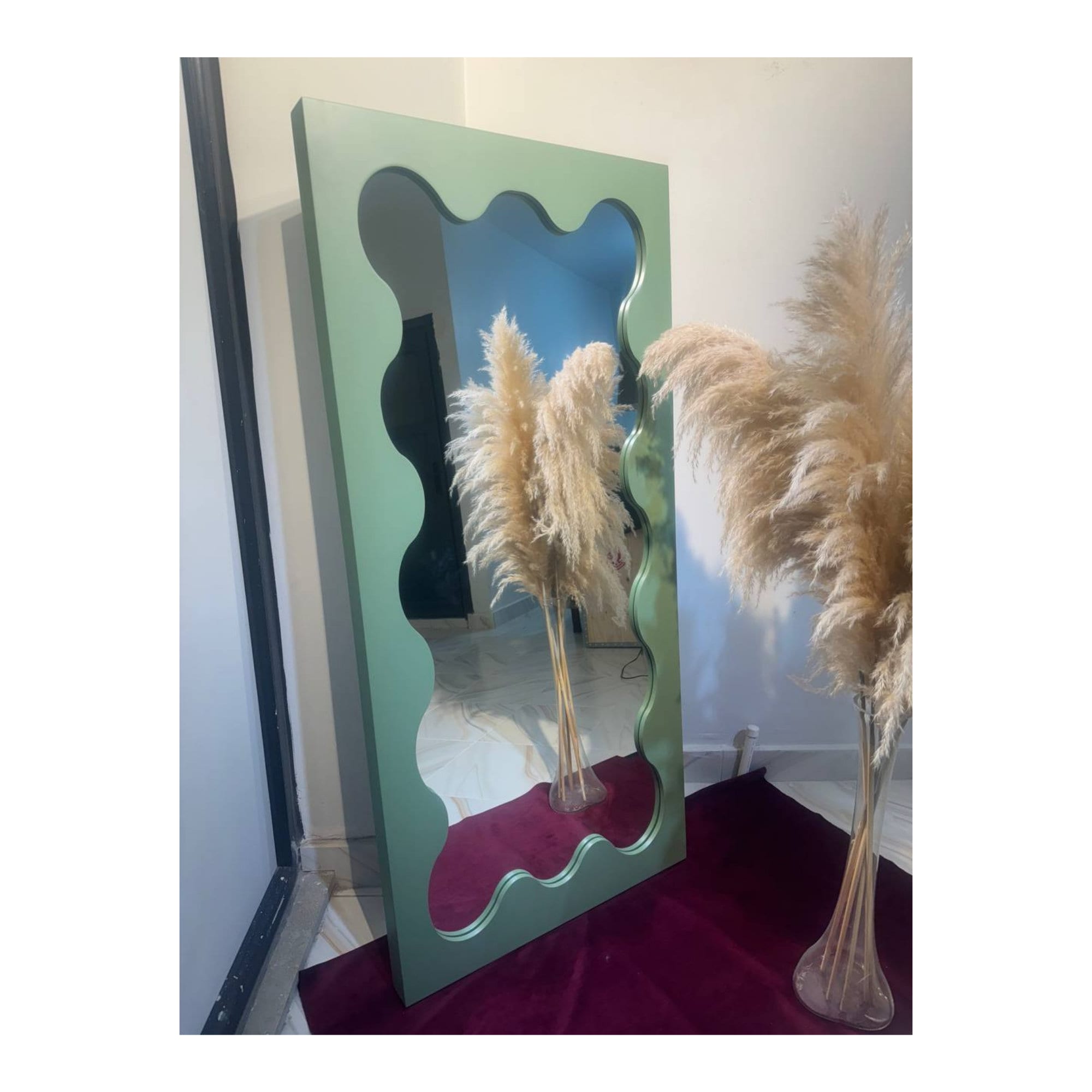 Full Length Wavy Mirror - Floor Wave Mirror - Long Irregular Mirror ...