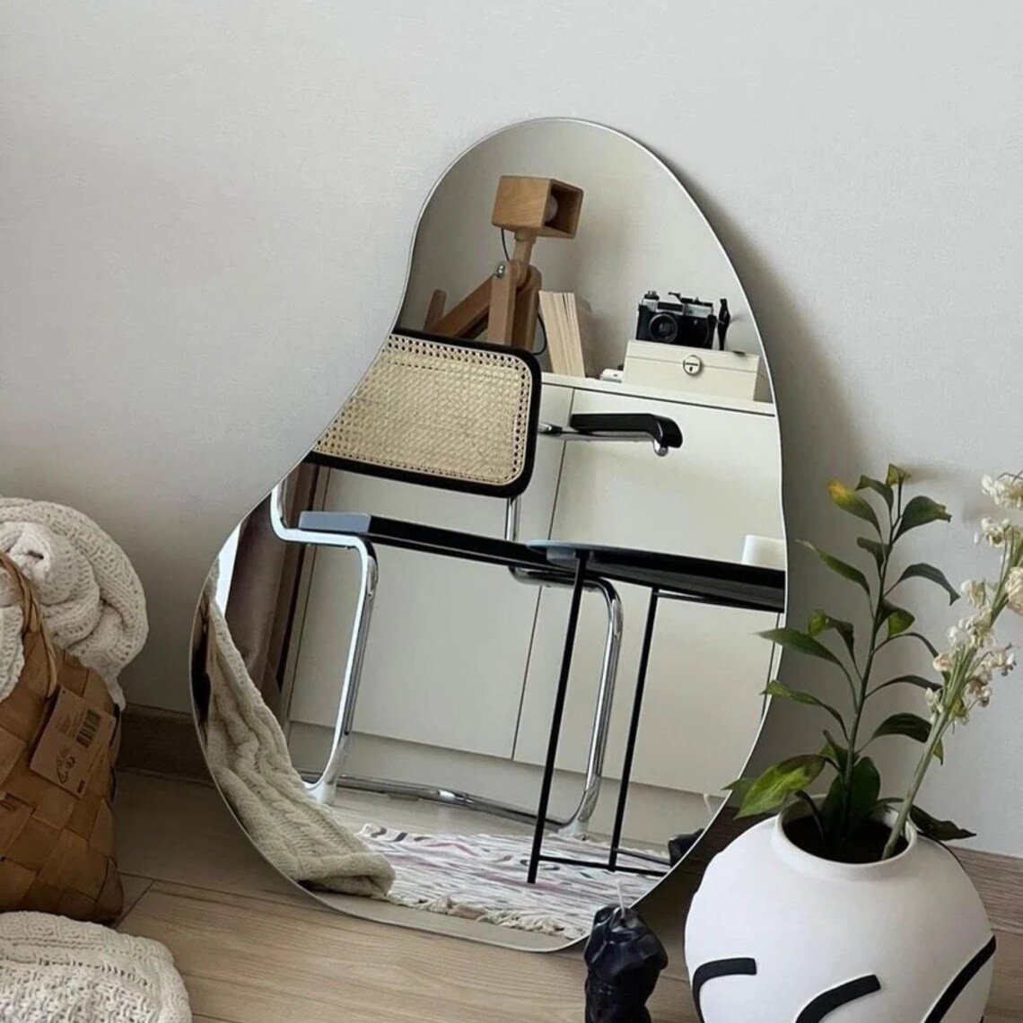 Bean Irregular Asymmetrical Mirror Aesthetic Unique Modern Wall Mirror ...