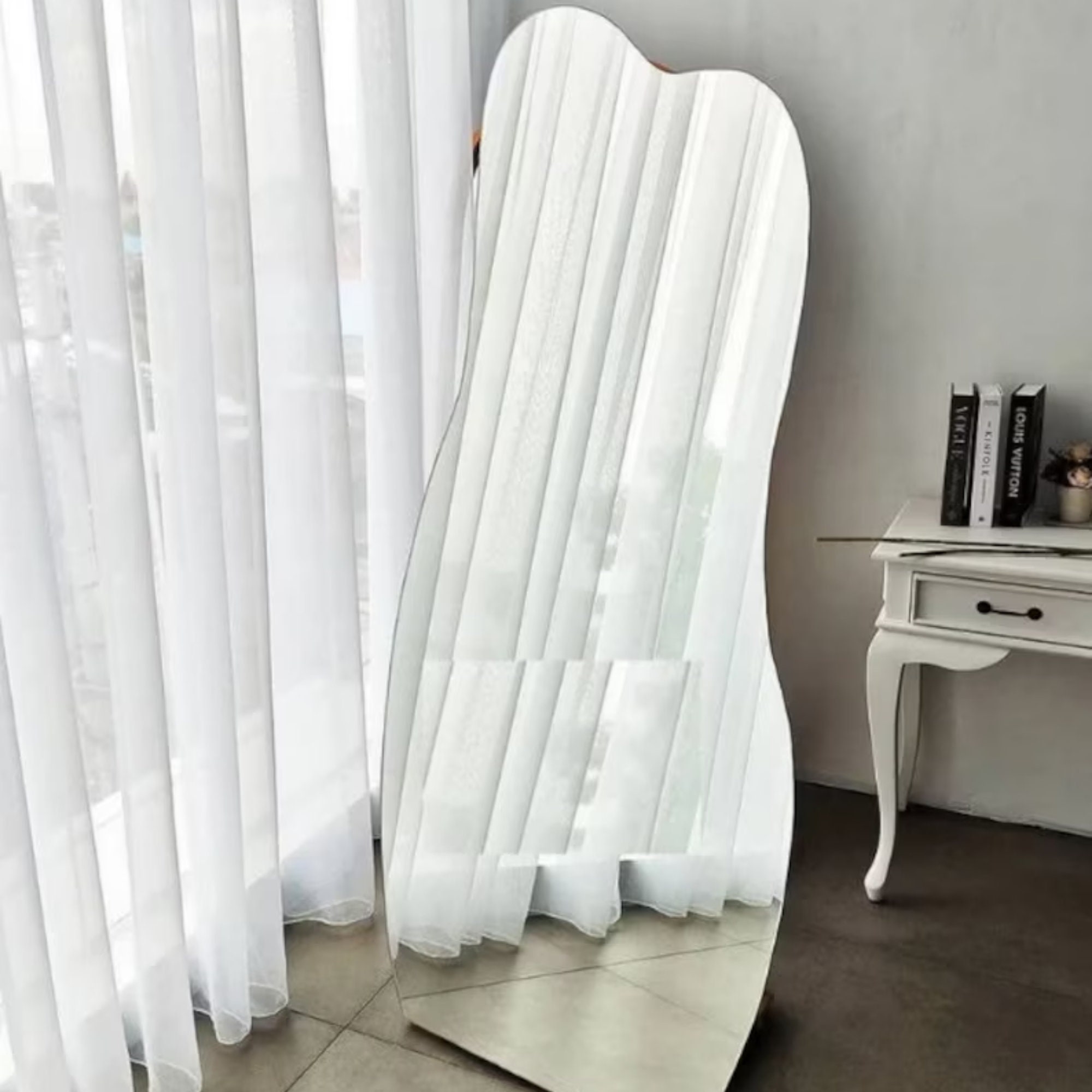 Asymmetrical Full Length Mirror Long Wavy Full Body Mirror Bedroom Long ...