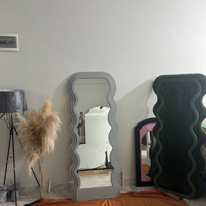 Floor Wavy Full Length Mirror - Curvy Full Body Mirror - Asymmetrical ...