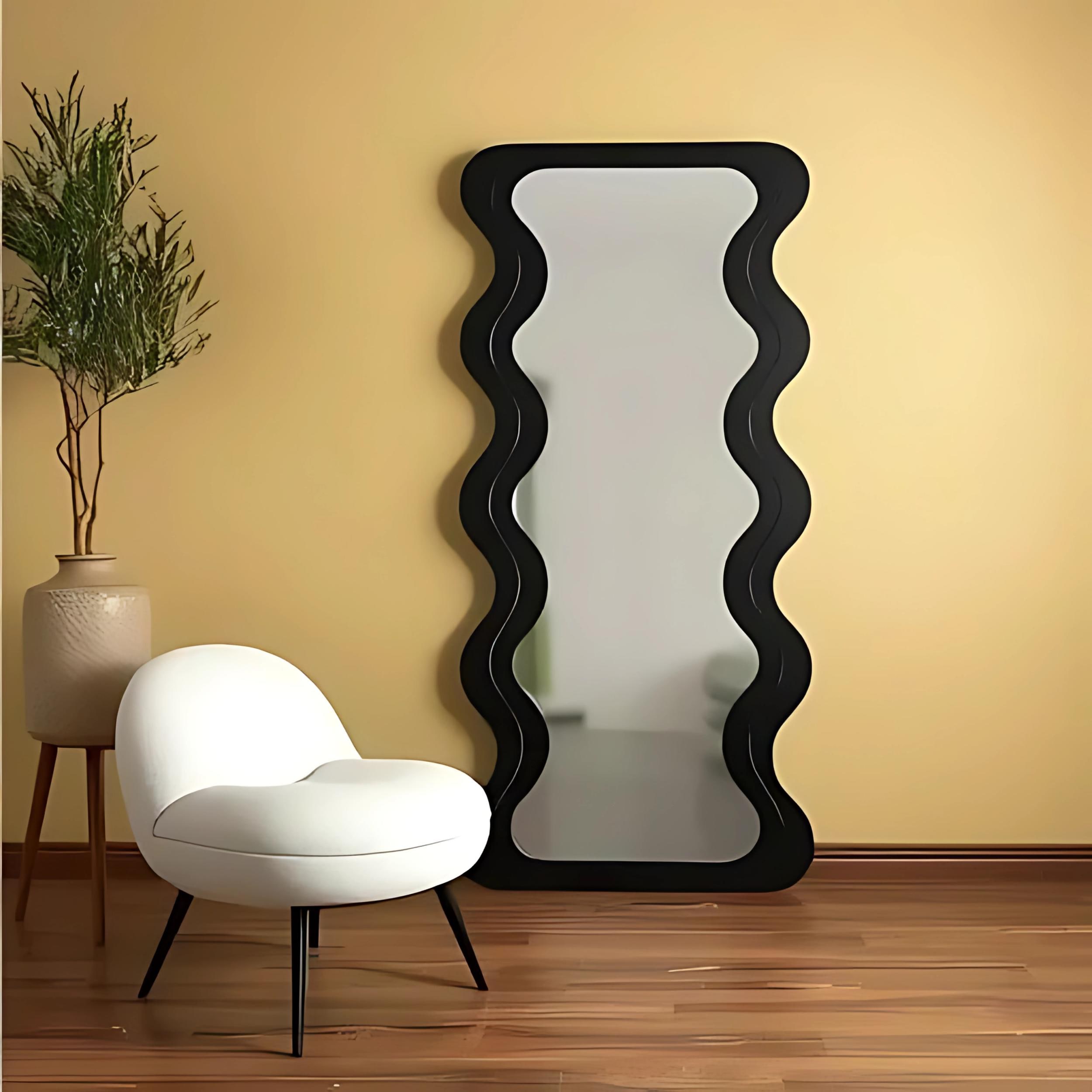 Full Length Wavy Floor Mirror - Full Body Custom Color Squiggle Mirror ...