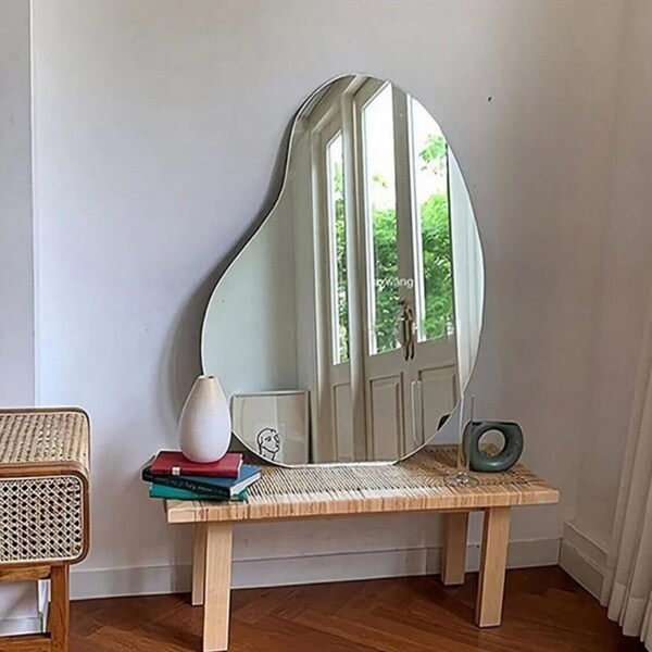 Wavy Floor Long Asymmetrical Mirror Irregular Tall Mirror Full Length ...