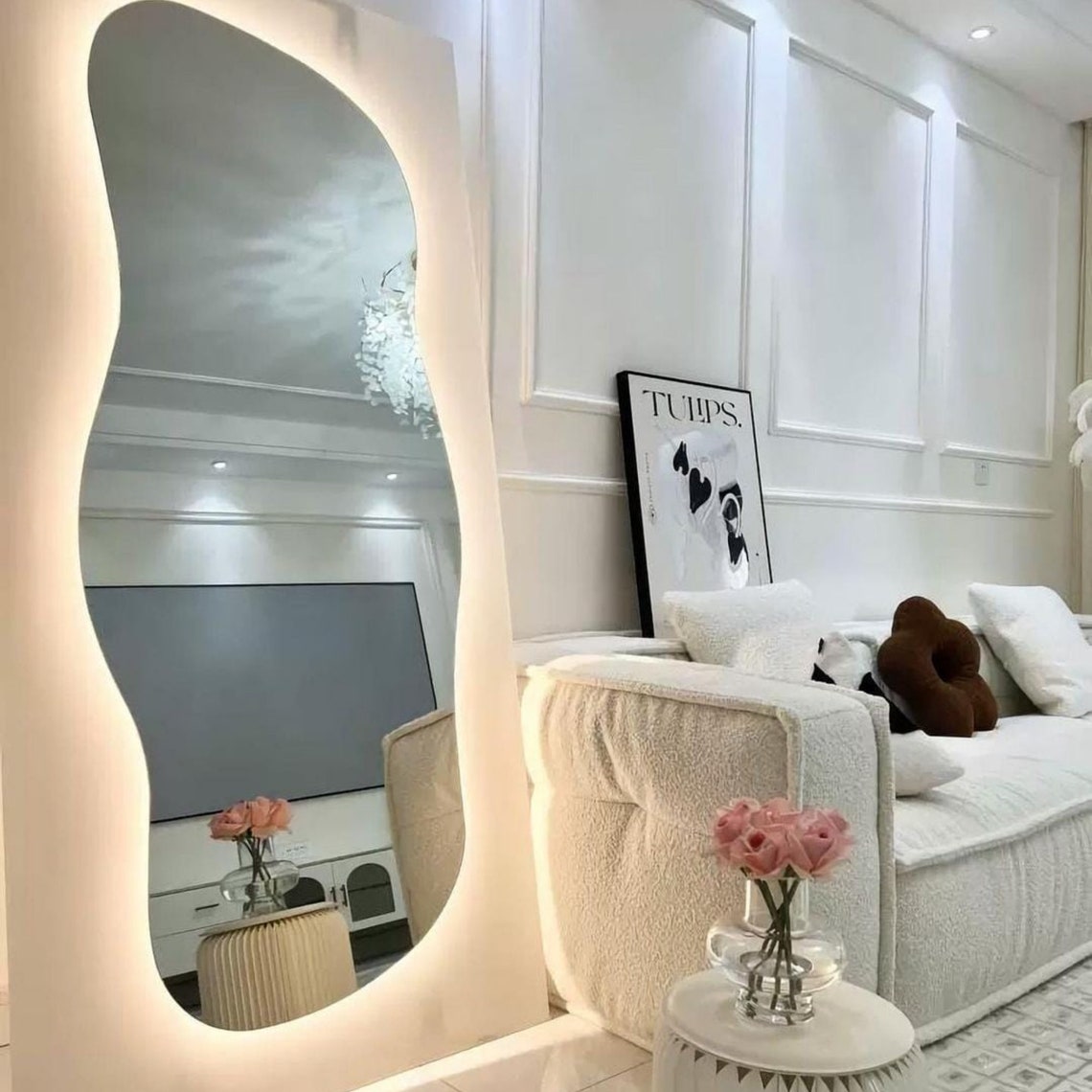 Led Floor Full Length Arch Tall Mirror Iregular Large Decor Mirror Led ...