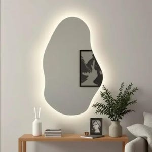 Wavy LED Wall Mirror – Asymmetrical Lighted Vanity Mirror - Etsy