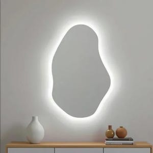 Wavy Led Bathroom Mirror - Wave Bedroom Makeup Mirror With Lighted ...