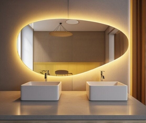 Asymmetrical Led Mirror for Bathroom - Water Drop Led Light Wall ...