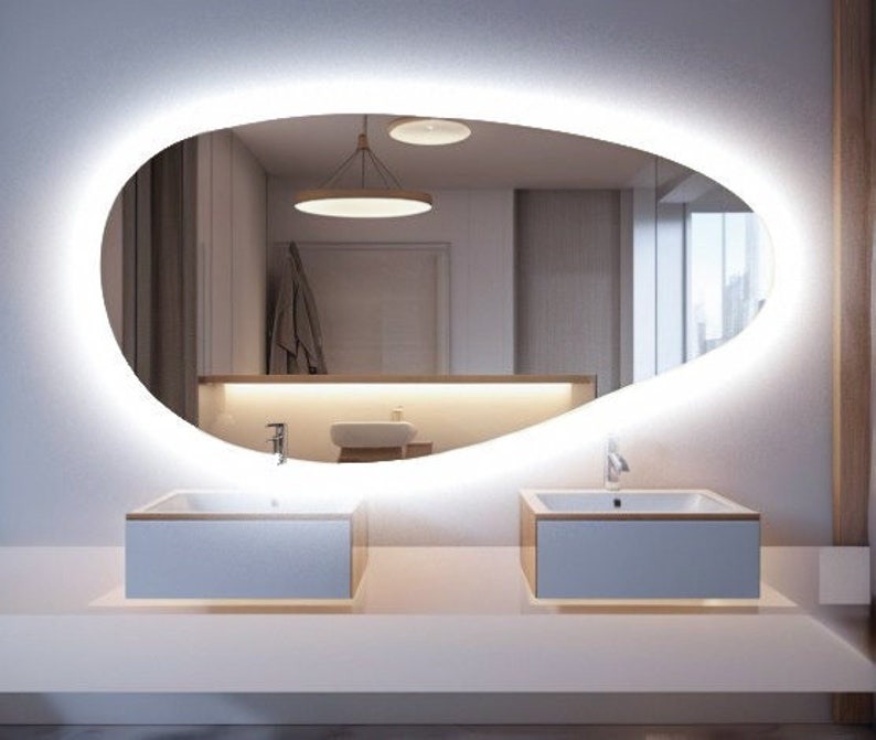 Asymmetrical Led Mirror for Bathroom - Water Drop Led Light Wall ...