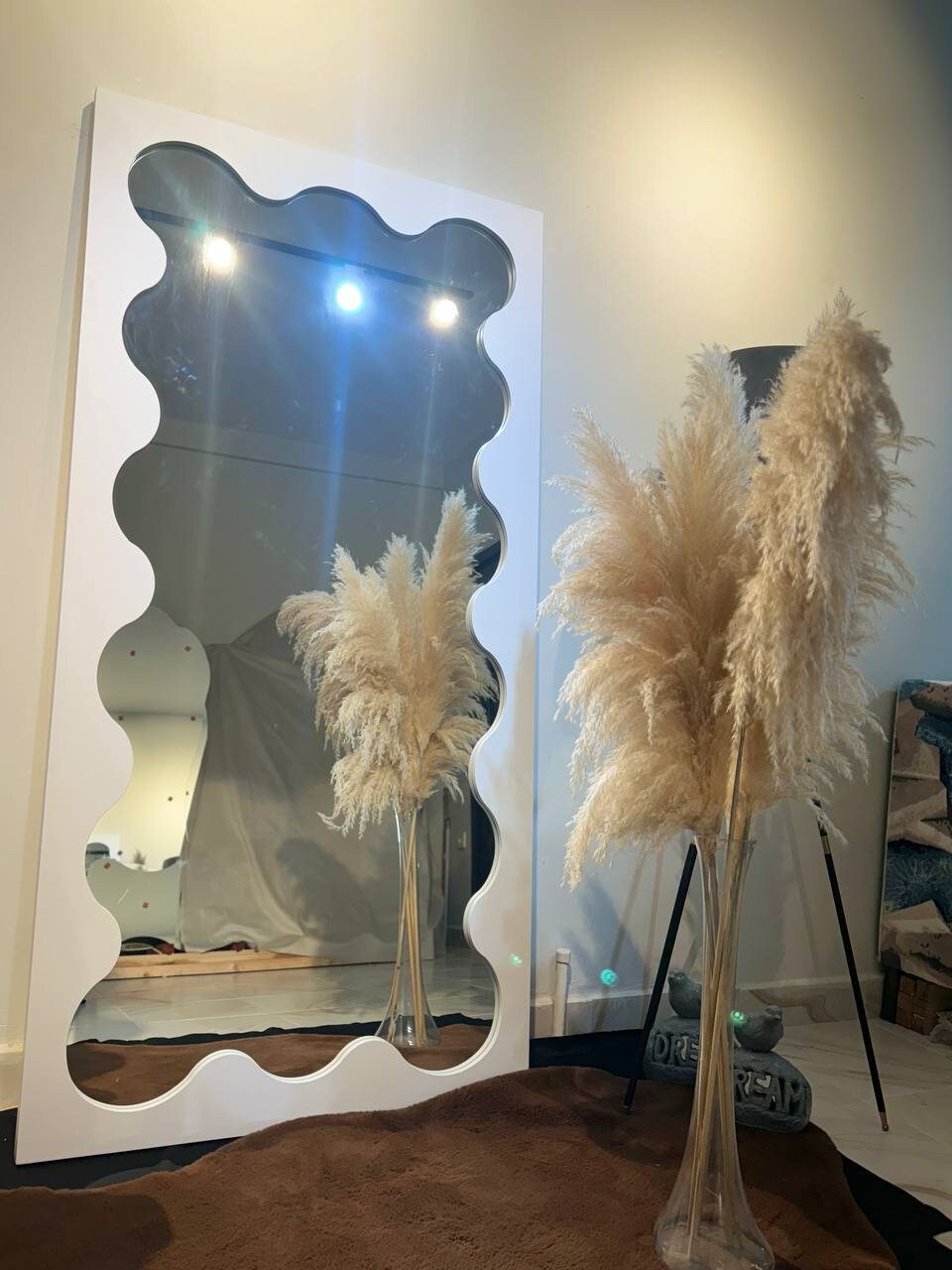 Full Length Wavy Mirror Floor Wave Mirror Long Irregular Mirror Tall ...