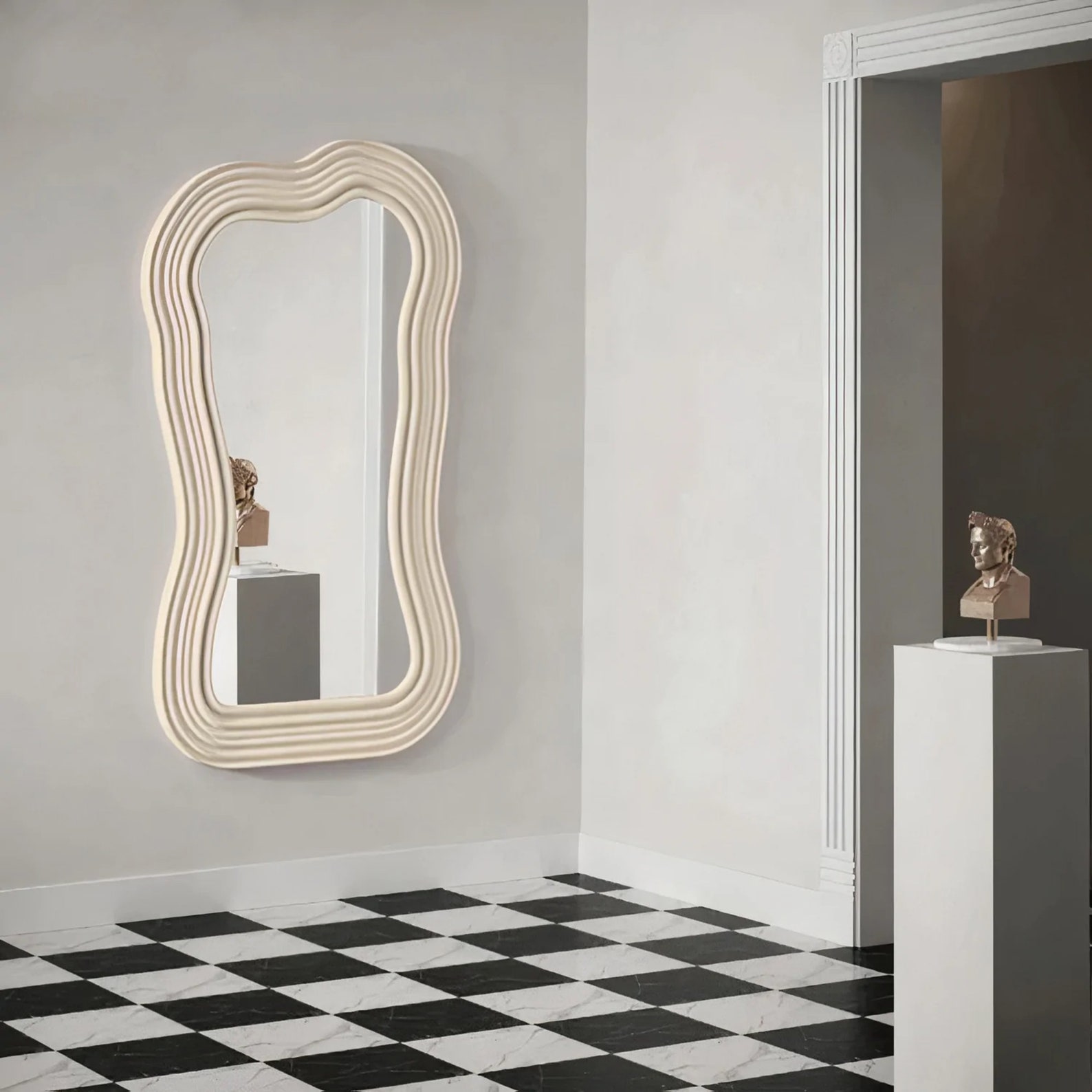 Full Length Wavy Mirror - Floor Wave Mirror - Long Irregular Mirror ...