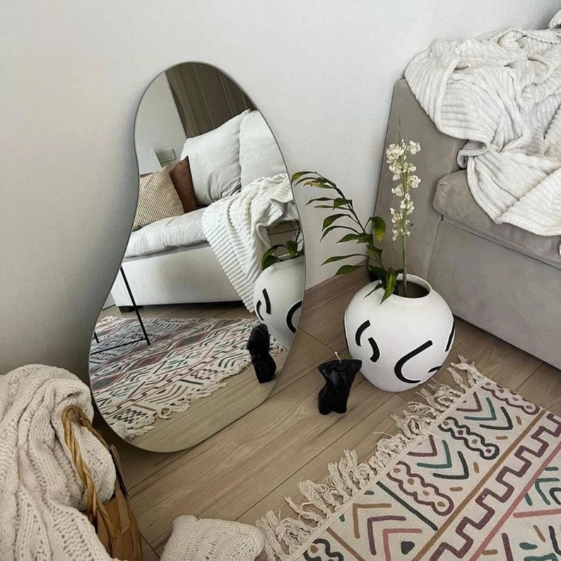 Bean Irregular Asymmetrical Mirror Aesthetic Unique Modern Wall Mirror ...