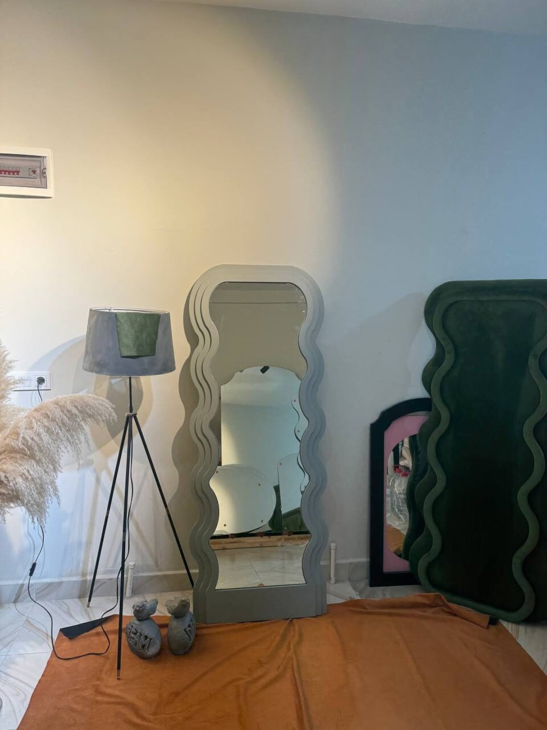 Floor Wavy Full Length Mirror - Curvy Full Body Mirror - Asymmetrical ...