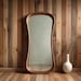 Walnut Wavy Floor Full Length Mirror - Wooden Mid Century Modern Tall ...