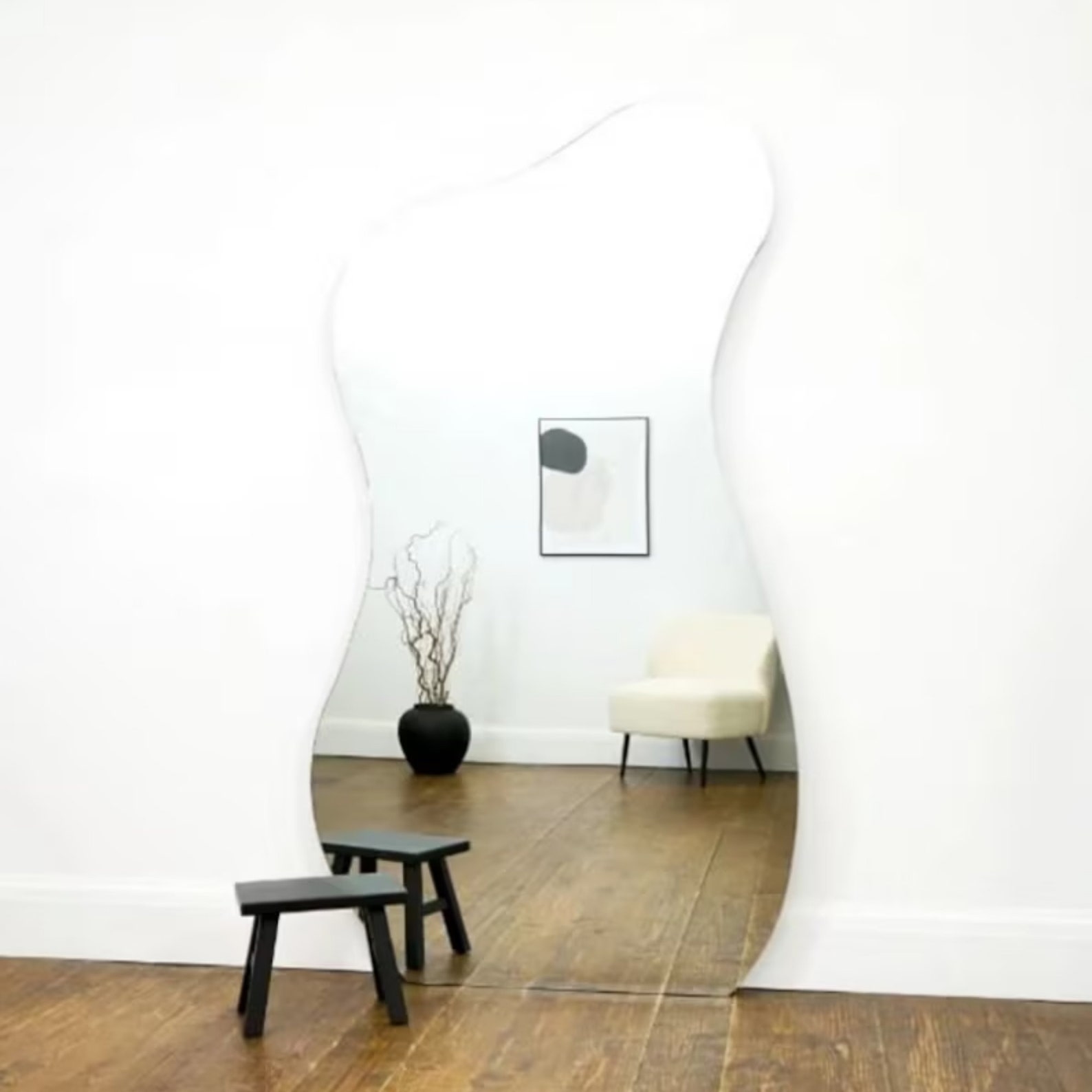 Asymmetrical Full Length Mirror Long Wavy Full Body Mirror Bedroom Long ...