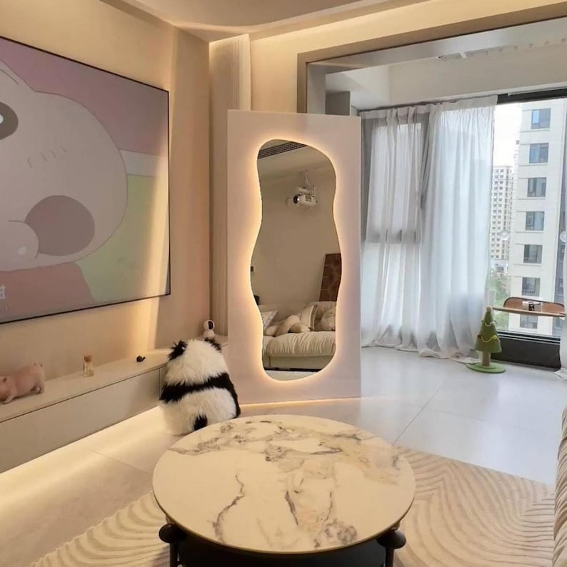 Led Floor Full Length Arch Tall Mirror - Iregular Large Decor Mirror ...