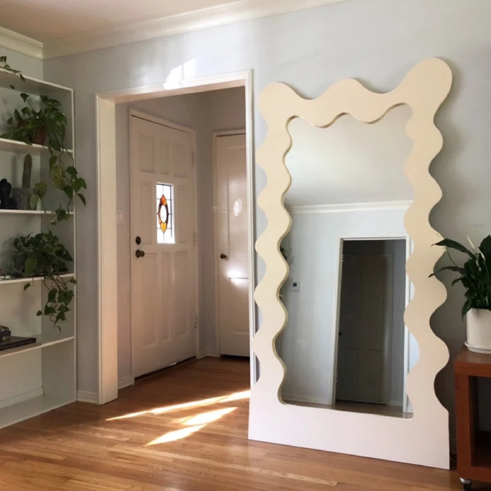 Led Floor Long Asymmetrical Mirror Curvy Full Length Arch Tall Mirror ...