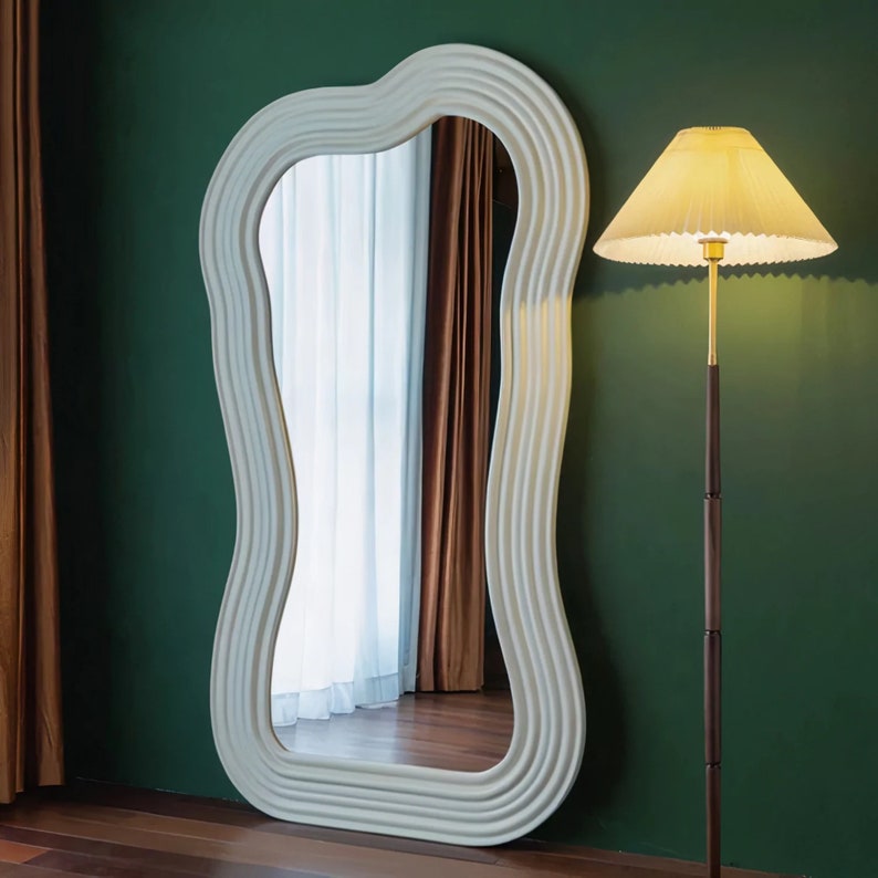 Full Length Wavy Mirror Floor Wave Mirror Long Irregular - Etsy UK