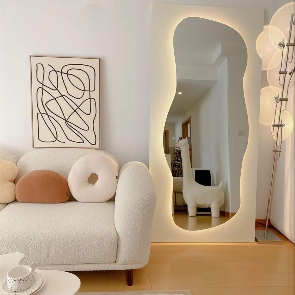 Led Floor Full Length Arch Tall Mirror Iregular Large Decor Mirror Led ...