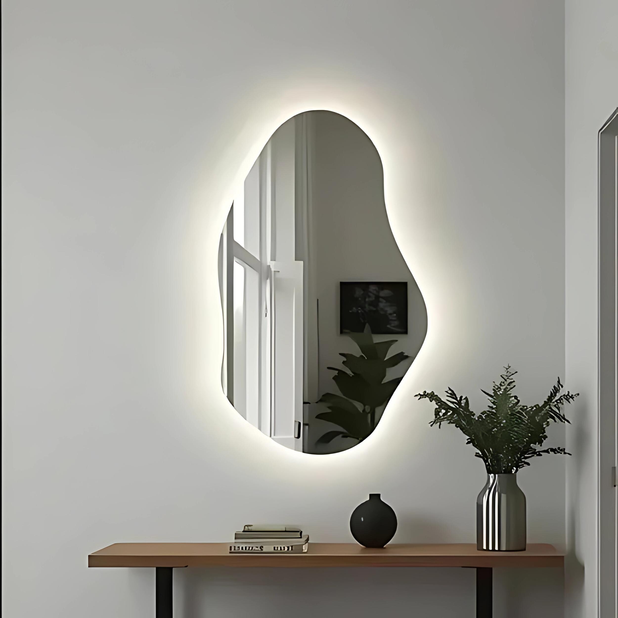 Wavy Led Bathroom Mirror - Wave Bedroom Makeup Mirror With Lighted ...