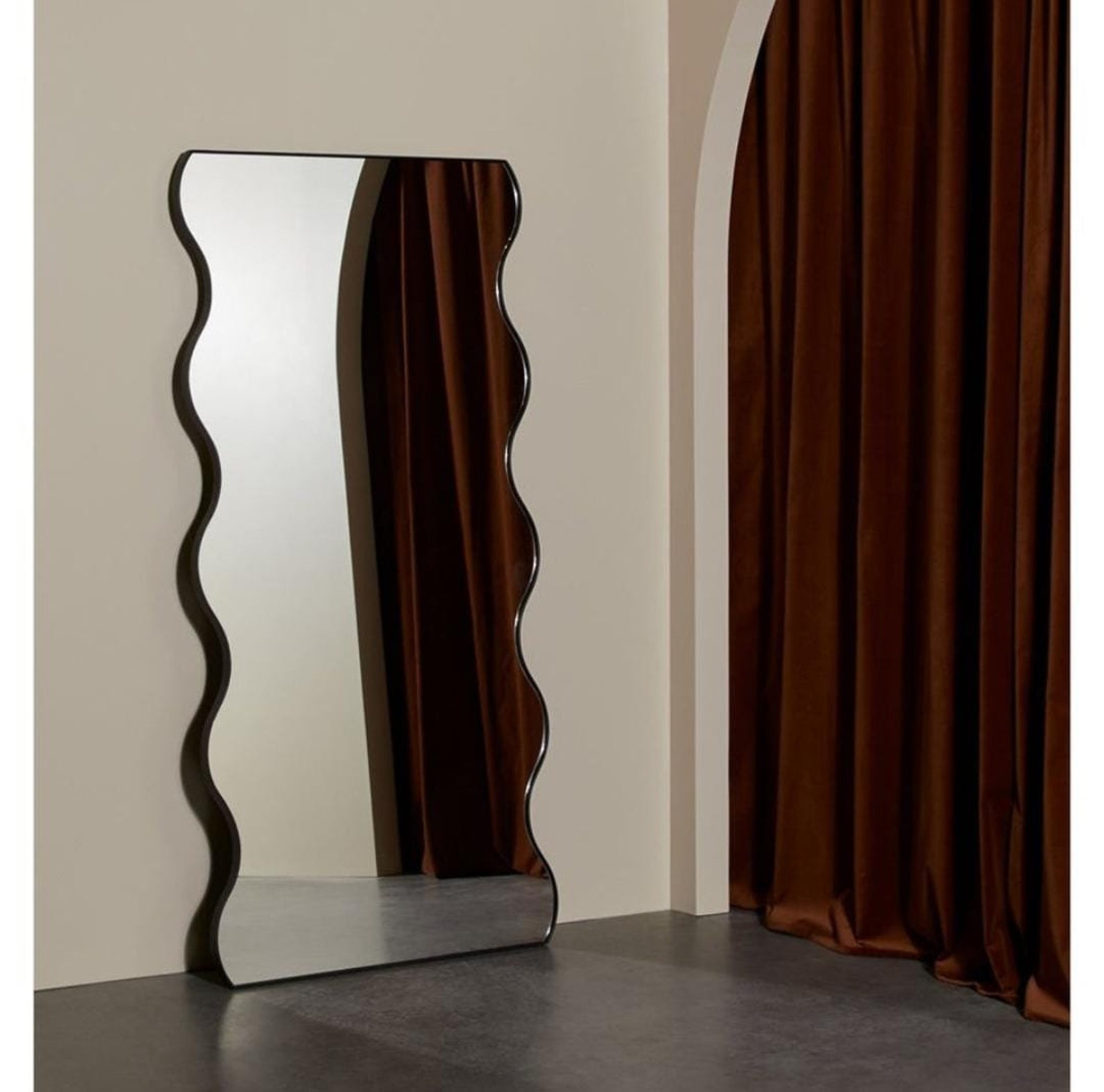Floor Long Wavy Mirror - Full Length Asymmetrical Large Mirror ...