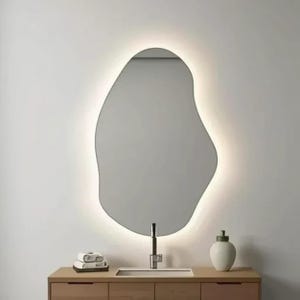 Wavy Led Bathroom Mirror - Wave Bedroom Makeup Mirror With Lighted ...