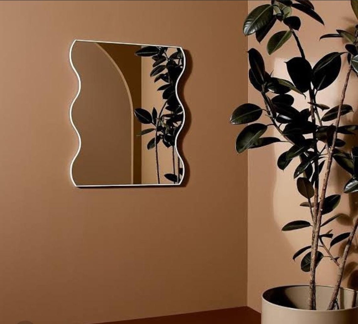 Floor Long Wavy Mirror Full Length Asymmetrical Large Mirror Bedroom ...