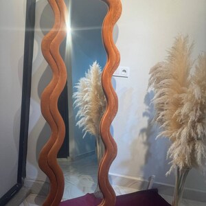 Full Length Wavy Velvet Mirror - Floor Wave Fabric Mirror - Long ...