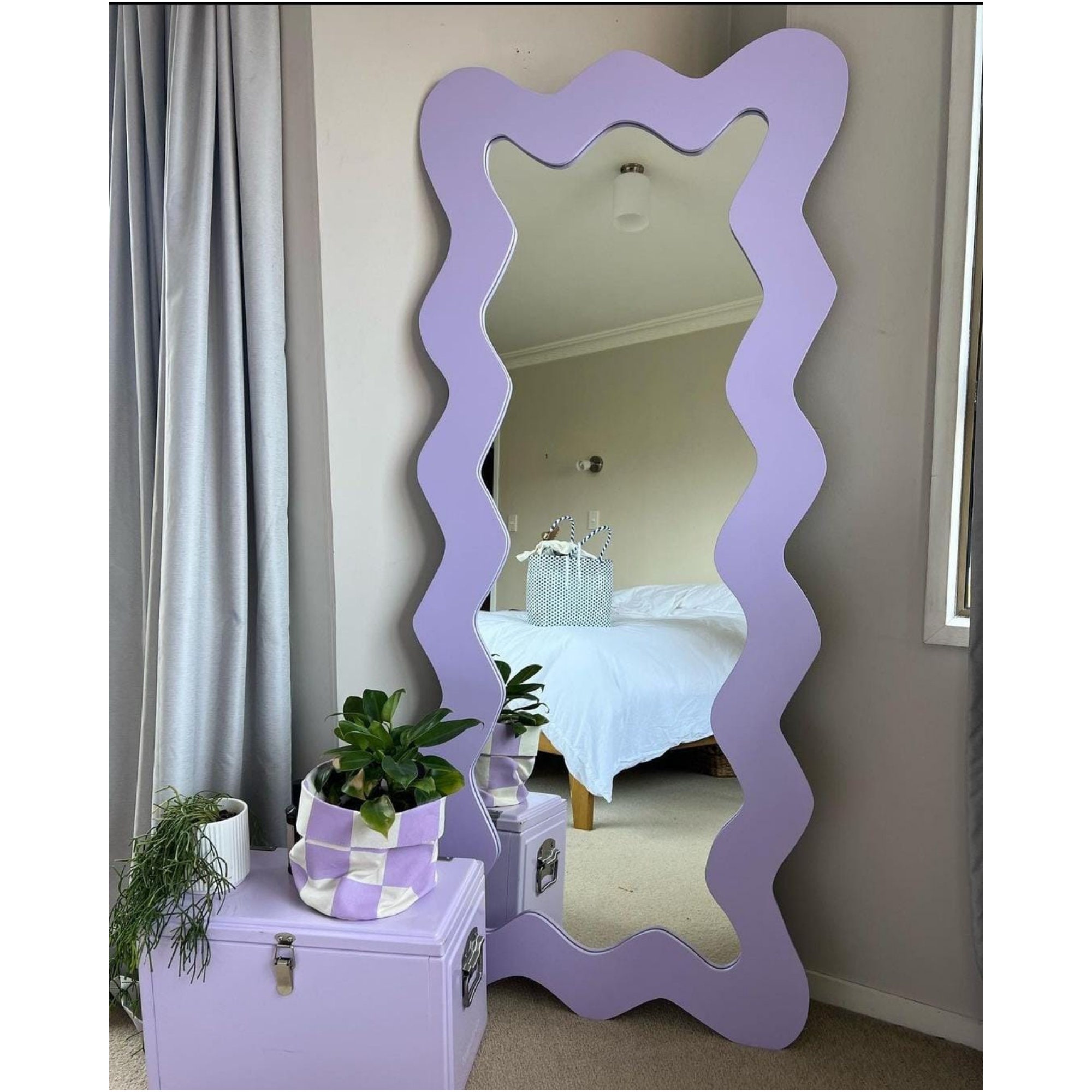 Wavy Floor Long Asymmetrical Mirror Irregular Tall Mirror Full Length ...